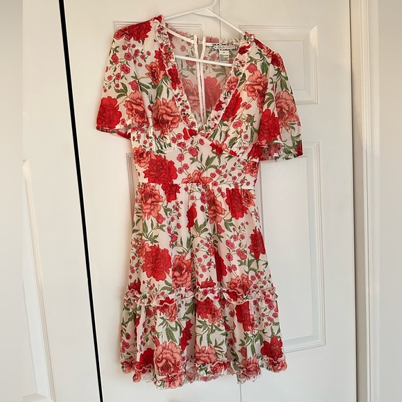Flying Tomato | Dresses | Flying Tomato Red White Floral Dress Open ...